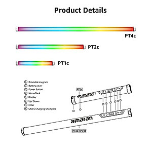 Aputure amaran PTC LED Tube Light Kit Video Light (amaran PT4c 2-Light Kit)