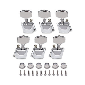 Metallor Semiclosed String Tuning Pegs Machine Heads Tuners 3L 3R Electric Acoustic Guitar parts Replacement Set of 6Pcs Chrome. (3L+3R)