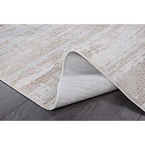 CAMILSON Living Room Rugs Modern Luxury 4x6 Vintage Abstract Area Rug Soft Medium Pile Stain Resistant Easy-Cleaning Non-Shedding for Living Room Office Indoor Carpet (4 x 6 / Beige - White)