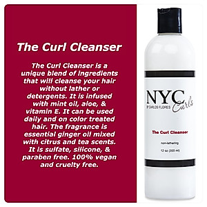 NYC Curls The Curl Cleanser | Best Sulfate Free Shampoo Alternative for Curly, Coily, & Wavy Hair | Zero Lather & Color Safe | Sulfate Free & Vegan | 12 FL OZ