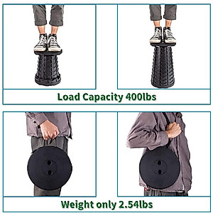 2023 Upgraded-Portable Collapsible Folding Stool, Retractable Telescoping Foldable Camping Stool for Adults for Outdoor Fishing Hiking Gardening Travel BBQ (Black)