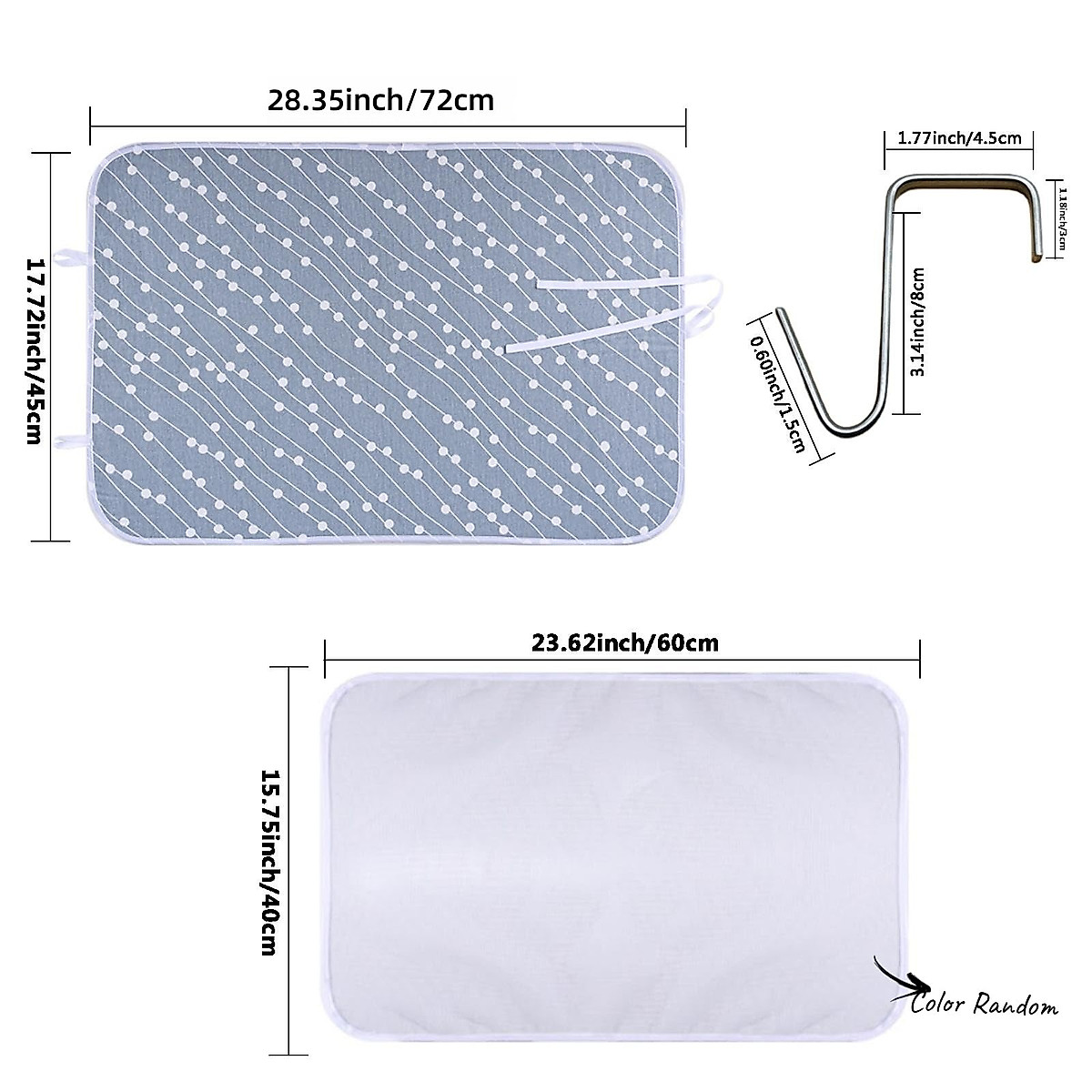 Oraony Ironing Board Tabletop, Portable Small Iron Board 5 in 1 Travel Isolated Heat Mat Cover for Table Top, Washer, Dryer, Countertop, Mini Ironing Blanket for Iron Anywhere(17.72 x 28.35 inch)