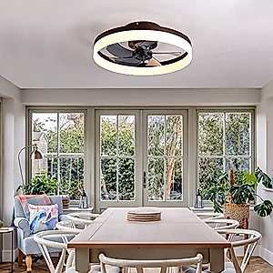 Ceiling Fan Black Ceiling Fans with Lights App & Remote Control, Timing & 3 Led Color Ceiling Fan with Light, 6 Wind Speeds 20In Modern Ceiling Fan for Bedroom, Living Room, Small Room