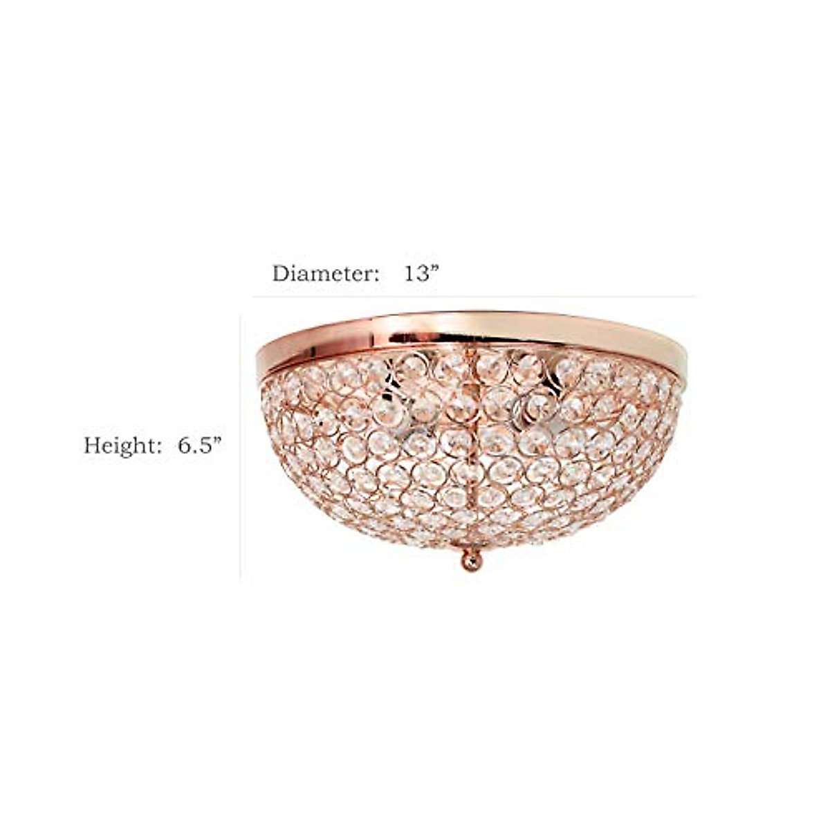 Elegant Designs FM1000-RGD 2 Light Elipse Crystal Flush Mount Ceiling Light, Rose Gold