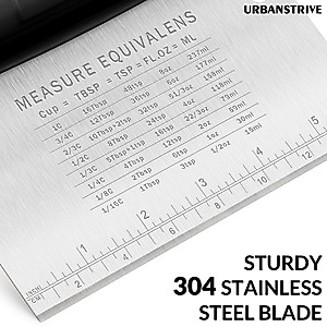 Urbanstrive Bench Scraper for Baking, Stainless Steel Dough Cutter and Scraper Tool Kitchen, Kitchen Scraper Food Scraper Tool Pizza Cutter Food Chopper, Multi-Purpose Kitchen Gadgets, Black