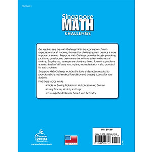 Singapore Math Challenge 4th Grade Math Workbooks, Singapore Math Grade 4 and Up, Patterns, Counting, Addition, Subtraction, Multiplication, Division, 4th Grade Math Classroom or Homeschool Curriculum