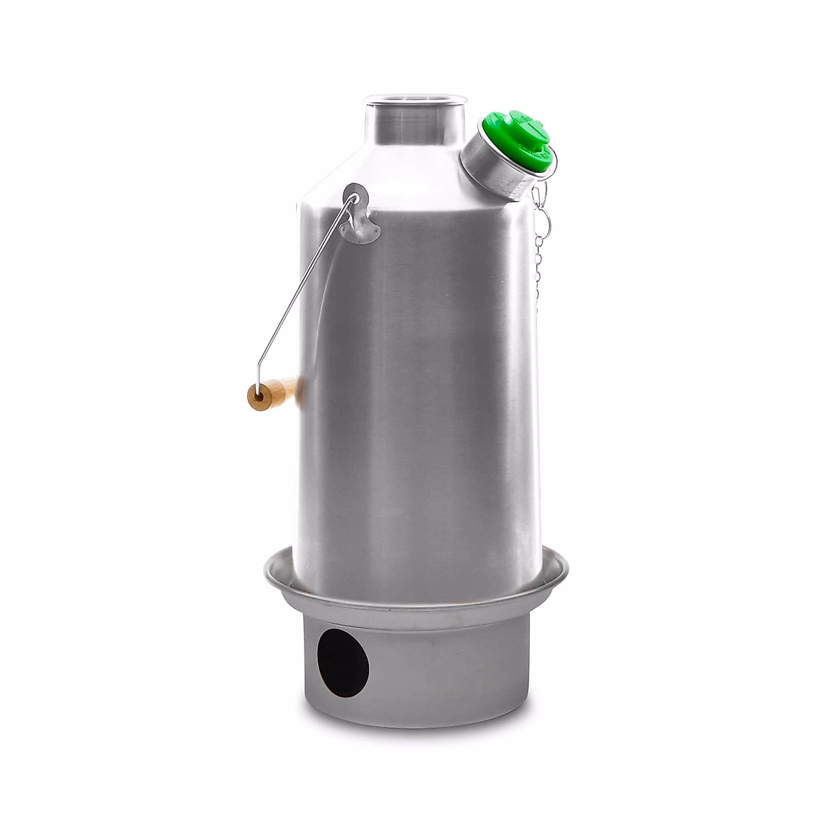 Base Camp 54 Ounce Stainless Steel Kelly Kettle (1.6 Ltr) Rocket Stove Boils Water Ultra Fast with Sticks/Twigs. Enables you to Rehydrate Food or Cook a Meal. For Camping, Fishing, Emergency