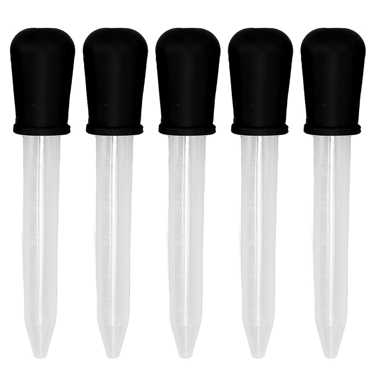 5Pcs Liquid Droppers, 5ml Silicone Material Easy Clean Making Disposable DIY Eye Dropper with Bulb Tip for Kids Candy (Black)