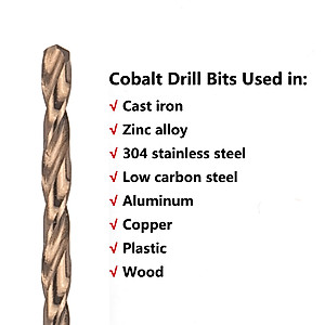 VALYRIANTOOL 1/8 in. x 6 in. Cobalt Aircraft Extension Drill Bits Set(5PCS), M35 High Speed Steel Drill Bit Extra Long Deep Hole Drilling for Stainless Steel, Plastic and Wood