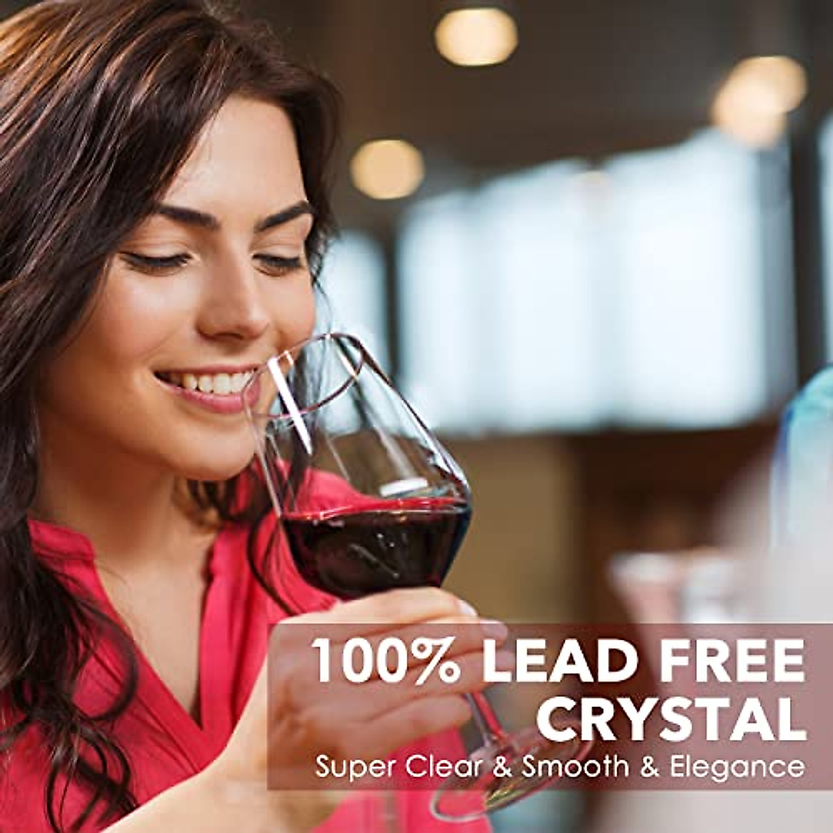 Chouggo Wine Glasses Set of 6, Hand Blown Crystal Red Wine or White Wine Glass - 15Oz, Hand Crafted by Artisans - Gifts for Women, Men, Wedding, Anniversary, Christmas, Birthday