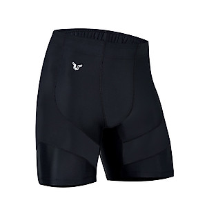 HUGE SPORTS Men's Rash Guard Swim Shorts Compression Swimming Jammer Cool Dry Active Swimsuit Workout Shorts Sports Tights (Black, XL)