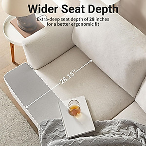 Busaurus Loveseat Sofa 56" Mid Century Modern Small Couches for Small Spaces Love Seat with 2-Seat Upholstered Cushion Sofa Couches for Bedroom, Living Room, Apartment, Office (Beige)