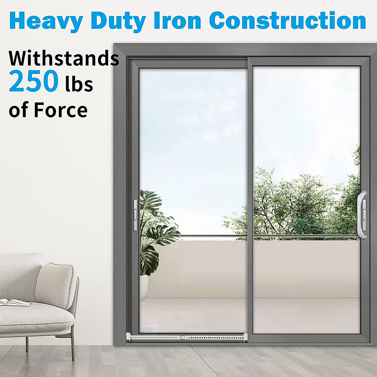 Window Security Bars Adjustable Lock bar Sliding Door Child Safety Extendable (16.6'' to 44'') for Windows, White