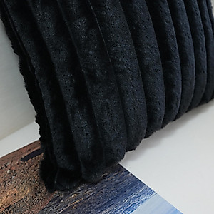 JOJUSIS Pack of 2 Faux Fur Plush Decorative Throw Pillow Covers Couch Cushion Case Soft Pillowcases (Black, 16 x 16-Inch)