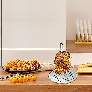 Buxiffod Turkey Fryer Rack, Poultry Deep Frying Rack BBQ Vertical Chicken Roaster Holder Deep Fry Pot Grill Aluminum Racks with Chrome Finish Wire Handle Lifter Hook Detachable