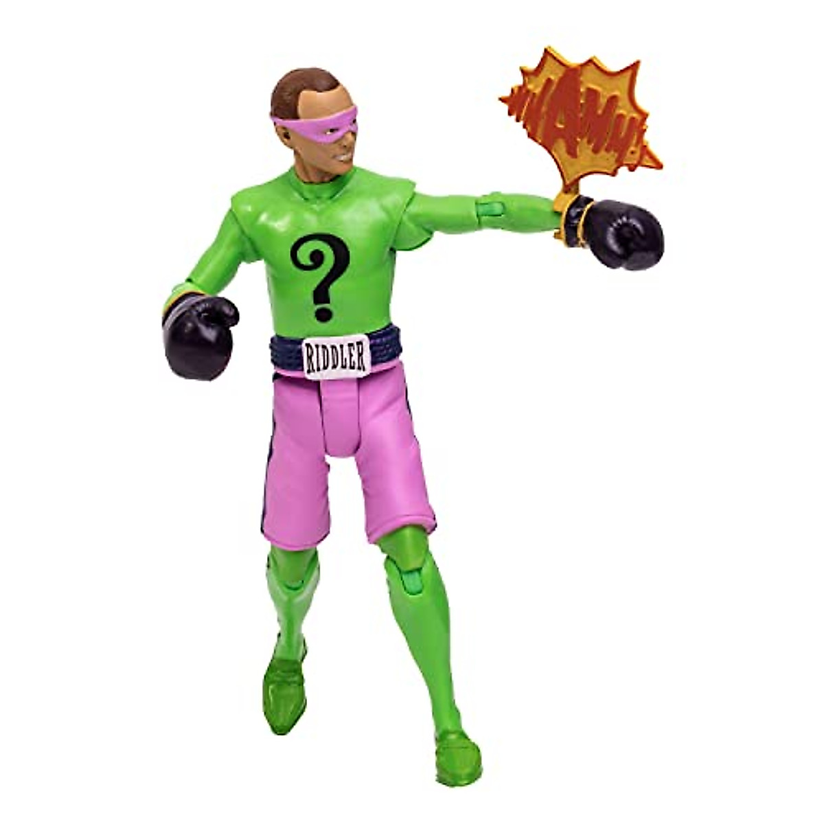 McFarlane Toys, DC Multiverse, 5-inch DC Retro Riddler Boxing Action Figure with Action Word Bubbles, Collectible DC Retro 1960's TV Figure – Ages 12+