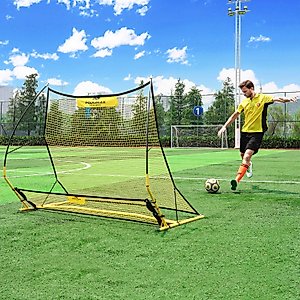 PodiuMax Upgraded Portable Soccer Trainer, 2 in 1 Soccer Rebounder Net to Improve Soccer Passing and Solo Skills, 6ft x 4.7ft