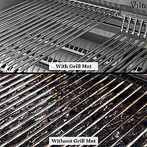 Vila Reusable BBQ Grill Mats, Temperature-resilient upto 500 Degrees Fahrenheit, Supports Charcoal Grills, Electric Ovens, Microwaves and Smokers, 2 Mats per Pack