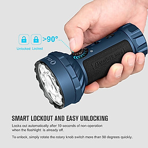 OLIGHT Marauder Mini 7,000 Lumens Bright Flashlight with 600 Meters Beam Distance, Powerful RGB Flashights, Magnetic Rechargeable Lights for Outdoors Work, Hunting, and Searching (Midnight Blue)