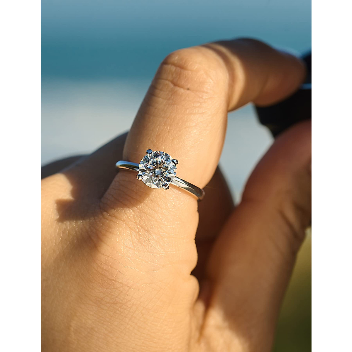 IMOLOVE Moissanite Solitaire Engagement Ring for Women, Women's Engagement Rings Moissanite Promise Rings 2CT D Color VVS1 Clarity Wedding band 925 Sterling Silver with 18K Gold Plated-6-2CT