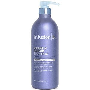 Infusion K Intense Repair Shampoo with Rosehip & UltraKeratin Complex - Moisturizes & Strengthens | Repair Dry Damaged Weak Hair | Color Safe, Paraben, Cruelty, & Sulfate Free | USA Made (32 oz)