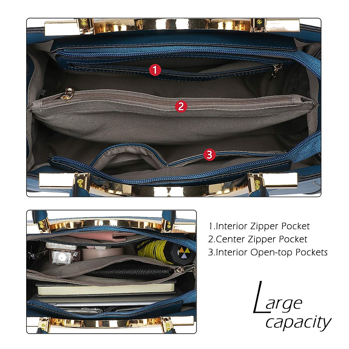 LJOSEIND Women’s Handbags Designer Purses Satchel Totes Structured Shoulder Bags