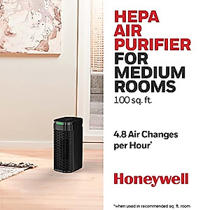 Honeywell HPA080 InSight HEPA Air Purifier with Air Quality Indicator and Auto Mode, Allergen Reducer for Medium Rooms (100 sq ft), Black - Wildfire/Smoke, Pollen, Pet Dander & Dust Air Purifier