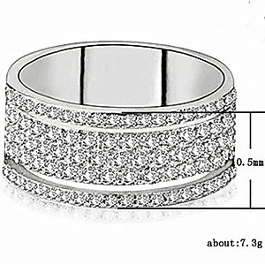 925 Sterling Silver Shiny Full Diamond Ring Cubic Zirconia Rings CZ Diamond Multi Row Ring Eternity Engagement Wedding Band Ring for Women CZCLMLT1 (7)