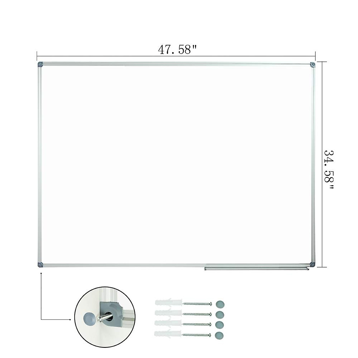 JILoffice Magnetic Dry Erase Board/Whiteboard, White Board 48 x 36 Inch, Silver Aluminum Frame Wall Mounted Board for Office Home and School