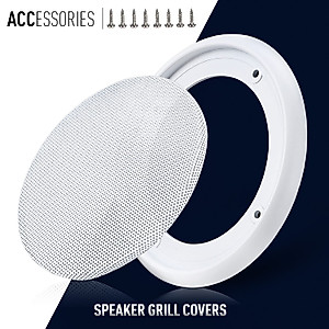 Facmogu 2PCS 8in White Ceiling Speaker Covers, Surface Mount Speaker Grill Mesh Round Speaker Grille Woofer Car Speaker Grill Cover Guard Protector Replacement Round Metal Grills