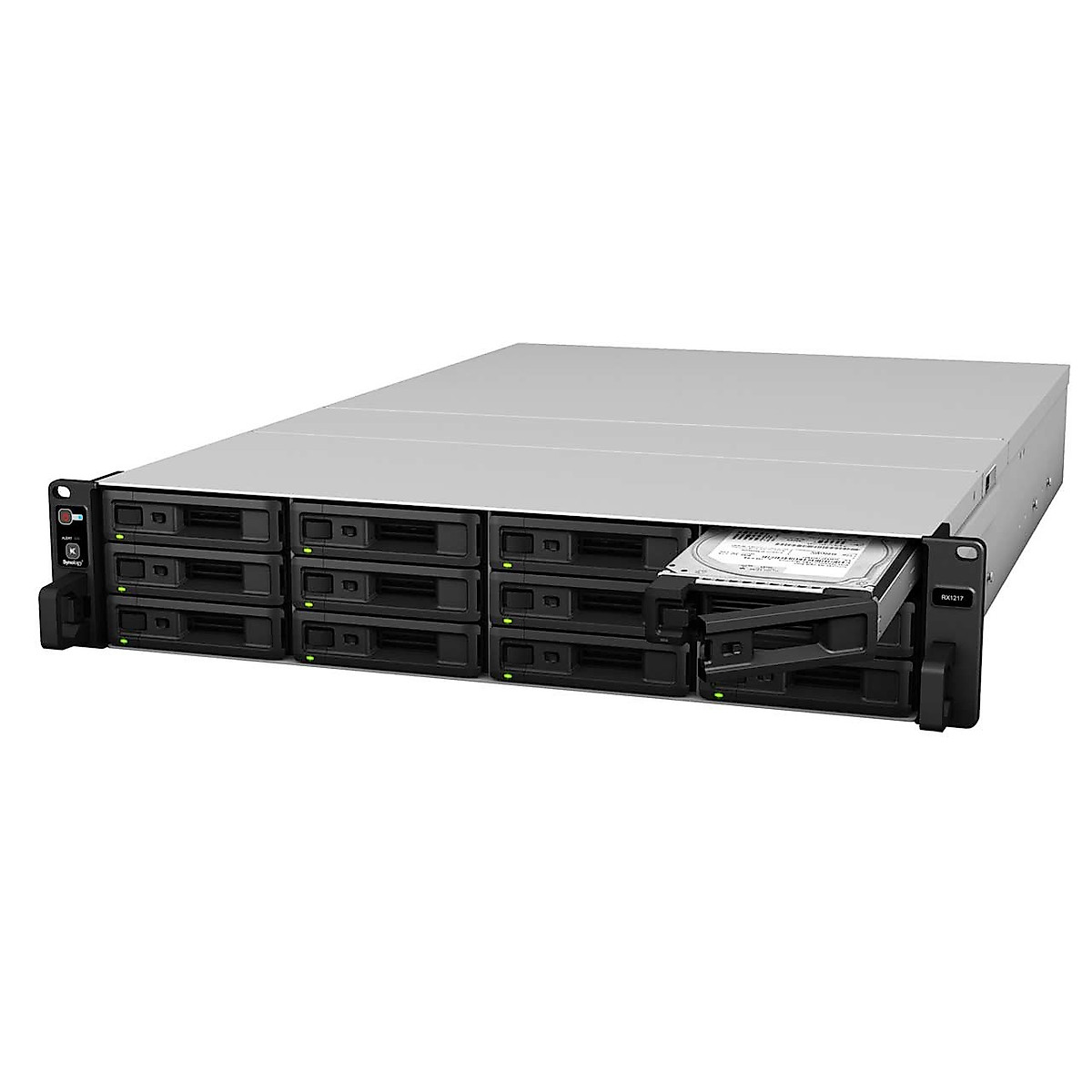 Synology RX1217RP 12-Bay 2U Rack Mount Storage Expansion Unit with 2x Power Supply, 3.5"/2.5" SATA Drive Bays, DiskStation Manager, Diskless