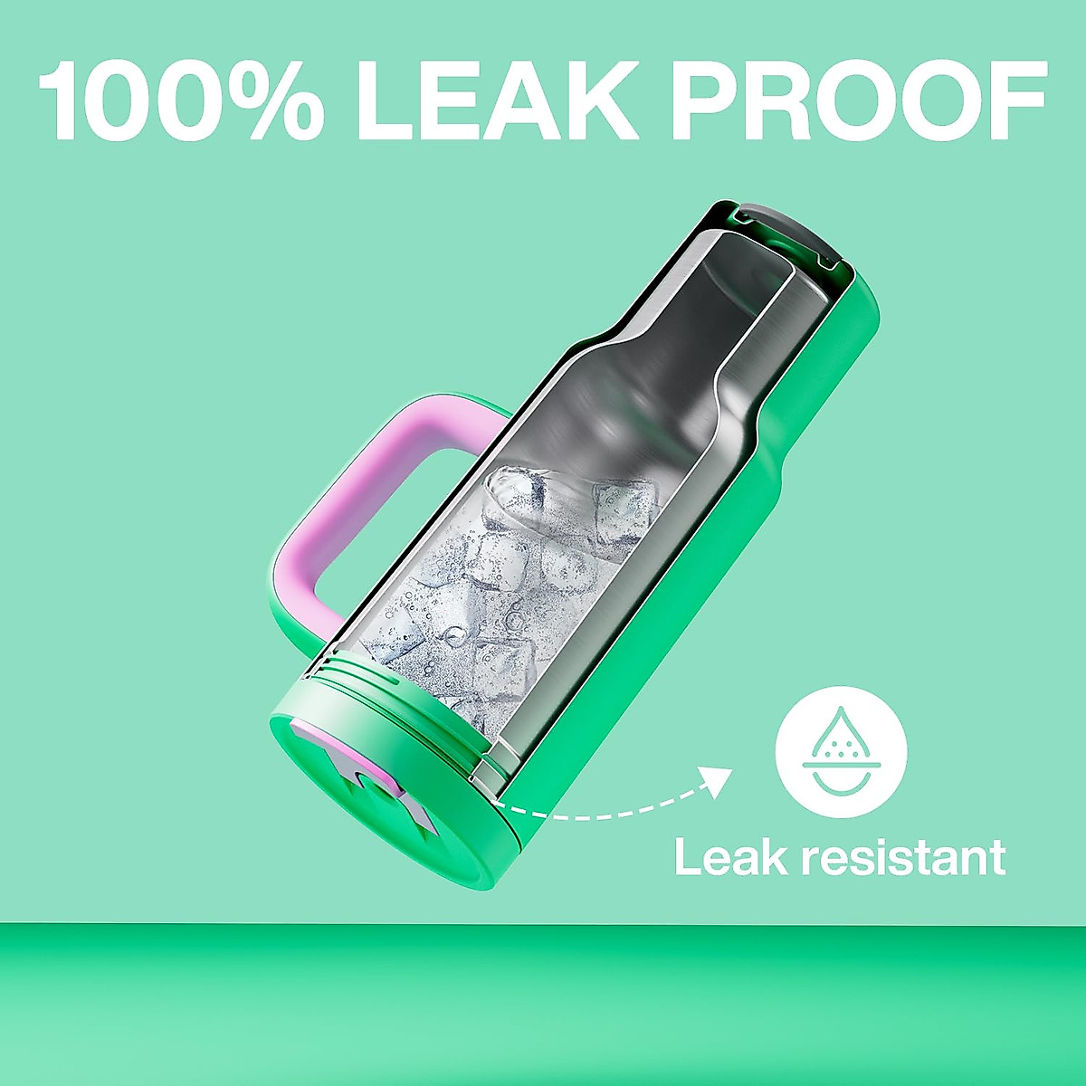 ENCOOL 40 oz Tumbler with Handle and Straw, 100% Leakproof Insulated Tumbler with Lid and Straw, Stainless Steel Travel Mug, Keeps Cold for 34 Hours, Car Cup Holder Friendly (Forest)