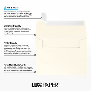 LUXPaper A2 Invitation Envelopes | Peel & Press | 4 3/8" x 5 3/4" | Champagne Metallic | 80lb. Text | 50 Qty