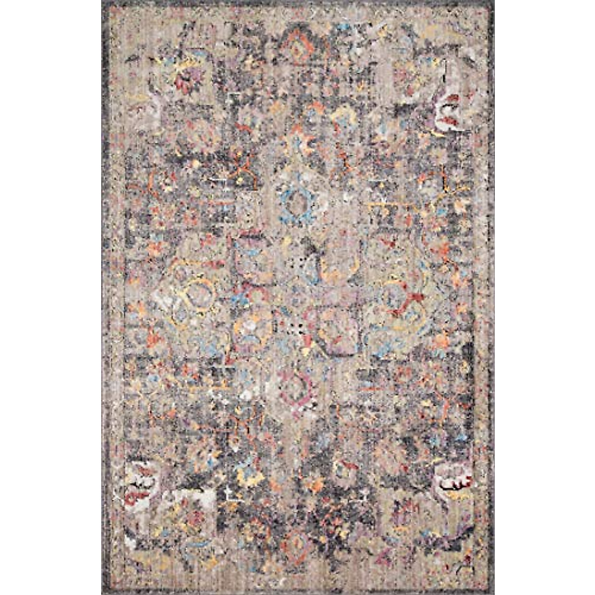 Loloi Medusa Collection Area Rug, 5'0" x 7'6", Charcoal/Fiesta