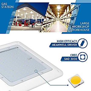 Hytronics 150W LED Canopy Light, 500-750W HPS/HID Replacement, 21000 Lumens, 140 LM/W, 5000K, Waterproof and Outdoor Rated, DLC&UL Listed, Gas Station, Street, Area & Outdoor Lighting, White