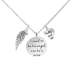 Memorial Dad Jewelry I Used to Be His Angel Now he is Mine Remembrance Necklace