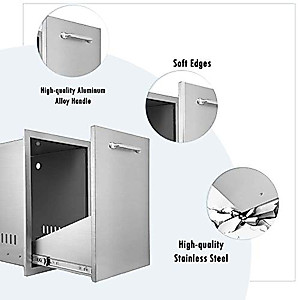 Karpevta Propane Tank Drawer W16XD18XH22.3 Inches Stainless Steel Drawers for Outdoor Kitchen Grilling Outdoor Trash Can Storage Propane Tank Storage
