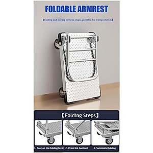 Generic Thicken Steel Material Dolly Cart Heavy Duty Hand Truck Flatbed Trolley Foldable Hand Truck for Groceries Shop, 75*48cm, Silver
