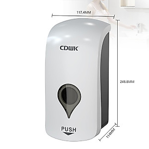 Manual Foam Soap Dispenser, 35oz (1000ml) Commercial Refillable Foaming Soap Dispenser-White, CHUANGDIAN