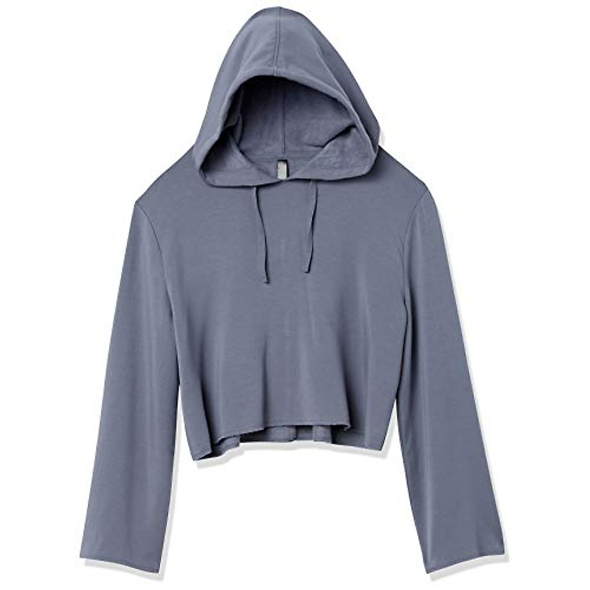 Core 10 Women's Cloud Soft Fleece Cropped Length Bell Sleeve Yoga Hoodie Sweatshirt, Light Denim Blue, Medium