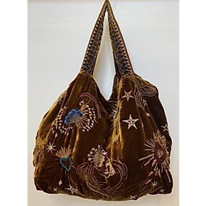 Johnny Was VICTORIA VELVET TOTE BAG VINTAGE GOLD Handbag Galaxy NEW