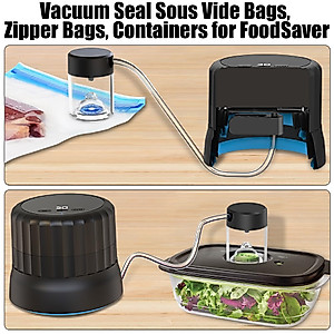 HiFan 3 in 1 Electric Vacuum Sealer, Jar Vacuum Sealer Kit with Wine Stopper for Wide & Regular Mouth Mason Jar/Wine Bottles/Sous Vide Bags/Zipper Bags/Container for FoodSaver (Black)