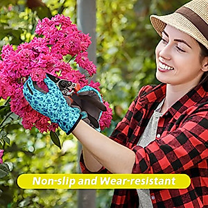 Long Gardening Gloves for Women Thorn Proof, Comfortable Soft Leather Garden Gloves for Gardening, Cleaning, Digging