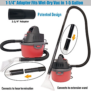 Happy Tree Universal Fits All Shop Vacs with 2-1/2"& 1-7/8" & 1-1/4" Adapters Large 7-1/2"& Small 3-1/2" Clear Head for Upholstery/Carpet Cleaning, Shop Vac Extractor Attachment