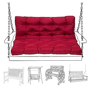 Mokoey Swing Cushion Replacement Outdoor Porch Swing Cushions Waterproof Thicken 4" Outdoor Swing Cushions with Ties for Garden Patio Porch Furniture Swing Outdoor Bench Cushions(Wine red-60 * 40in)