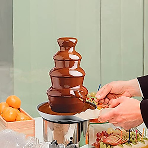 HEMOTON 4 Tiers Chocolate Fountain Stainless Steel Chocolate Fondue Fountain, 2-Pound Capacity, Easy to Assemble, Perfect for Nacho Cheese, BBQ Sauce, Ranch, Liqueurs
