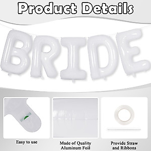 40 Inch White BRIDE Balloons, Giant Bride To Be Balloons, Bride Letter Balloons, Bachelorette Party Balloon, Bridal Photo Booth Bridal Banner for Wedding Bachelorette Party Decorations (White)