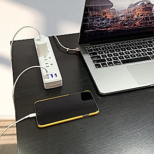 Power Strip with USB ZLMHONE Power Strip with 4 Outlet 3 USB Ports 5 Feet Extension Cord Multi Outlets Flat Plug Power Bar Desktop Charging Station for iPhone/iPad/PC/Home/Office/Dorm/Travel