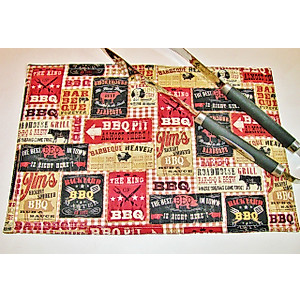 BBQ Print Kitchen Towels (Set of 2) Lightweight Dish Towels 100% Cotton Wash/Dry 28" x 18" Grilling Cookout Patio Design