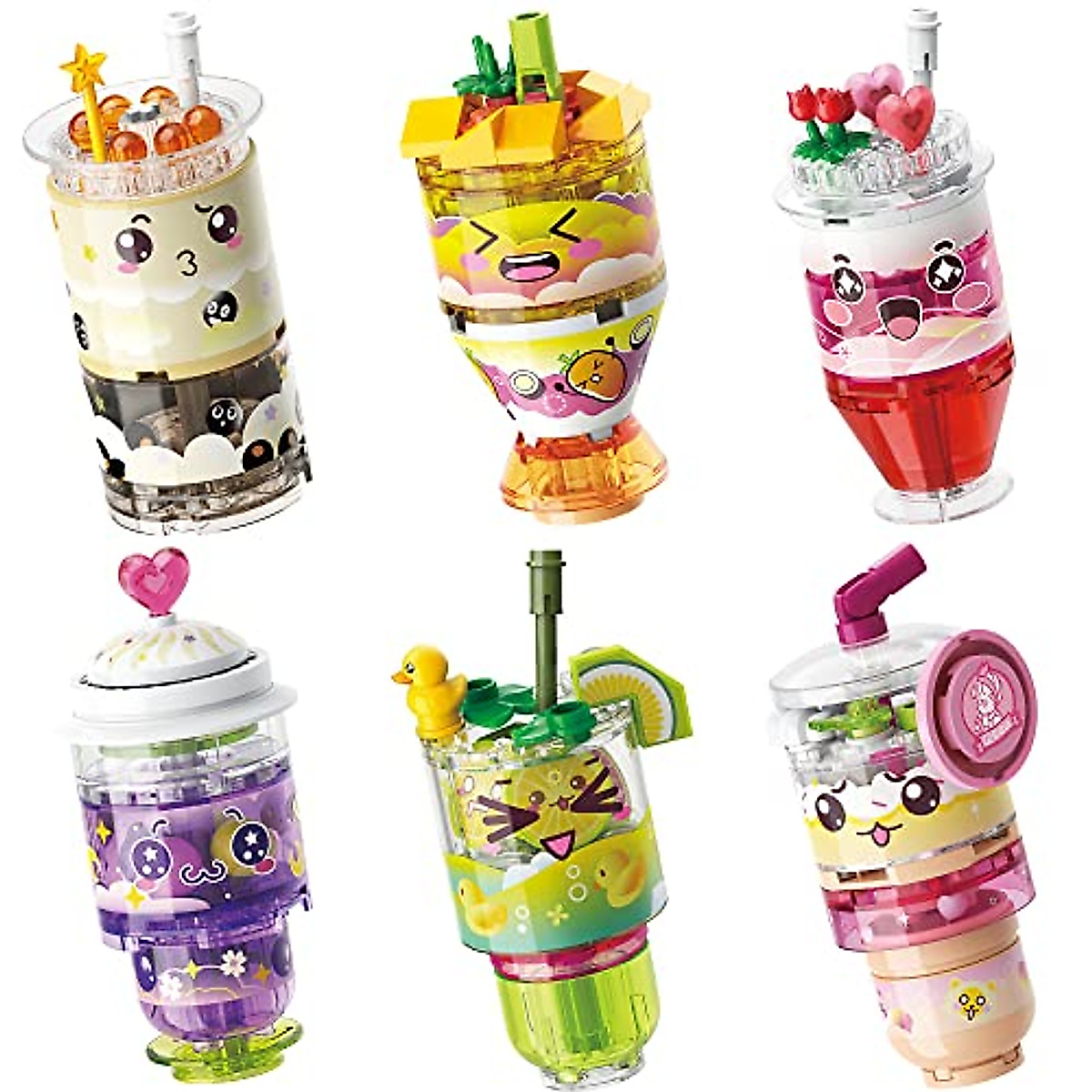Apostrophe Games 6 in 1 Boba Teas Building Block Set – 108 Pcs – Milk Tea, Peach Oolong, Mango Sago – Drinks for Building
